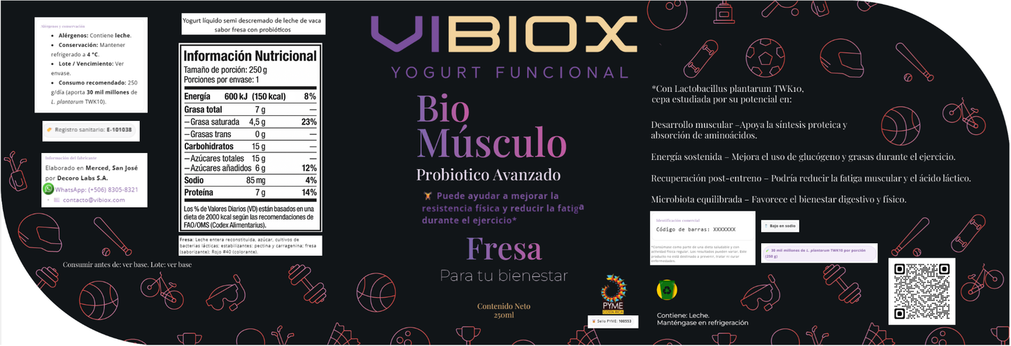 [caja 6 unidades]BioMúsculo™ 250 mL Yogurt Rendimiento Muscular – VIBIOX